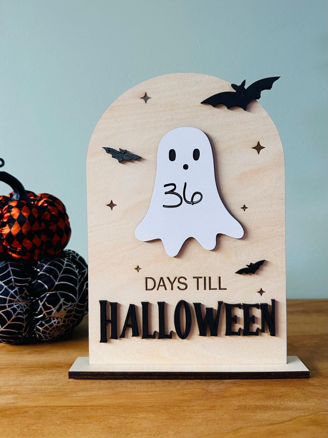 Ghost Halloween Countdown Sign: Birch Wood, Dry Erase - Etsy