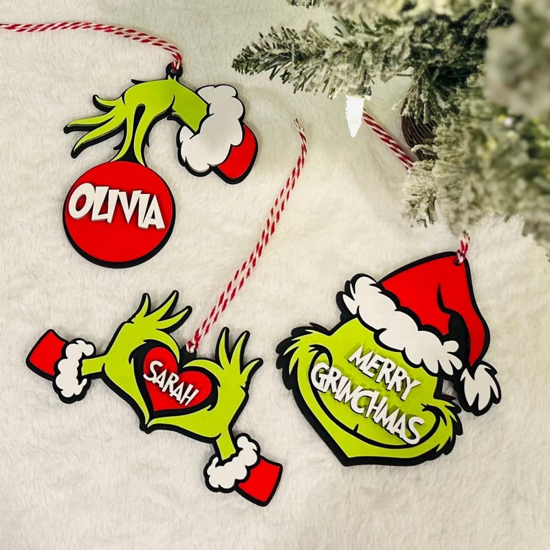 Grinch Face Name Tags - Etsy