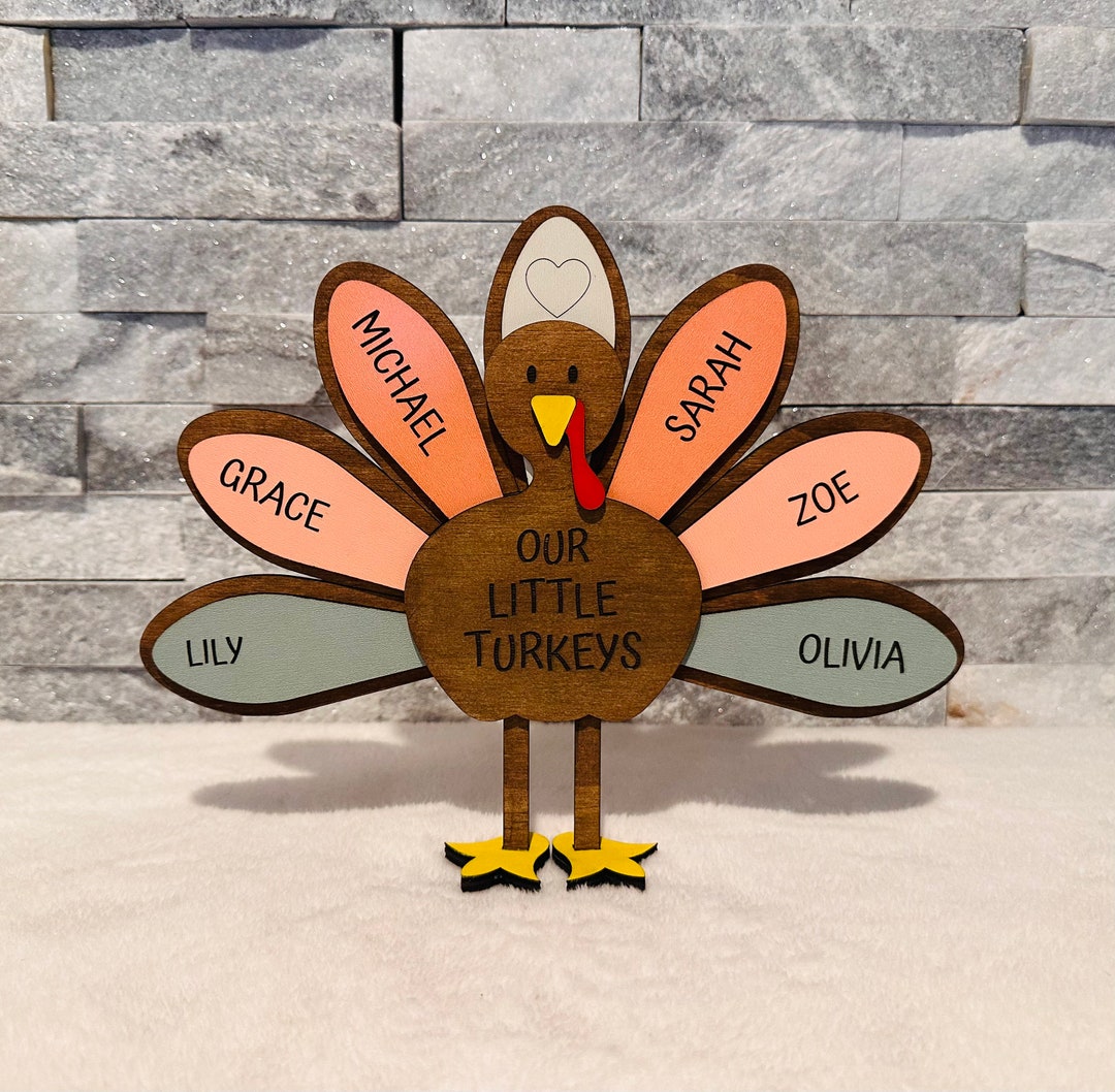 Personalized Standing Turkey, Family Turkey, Thanksgiving Decor, Tiered ...