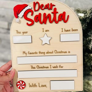 Dear Santa Board • Dear Santa Sign • Kids Christmas List Board • Kids ...