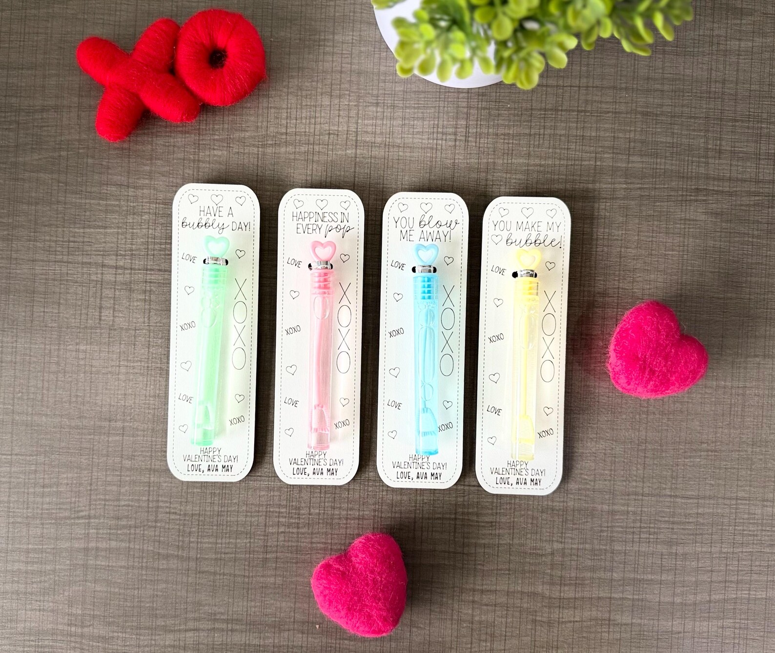 Personalized Valentine's Day Bubble Cards • Class Bubbles • Valentine ...