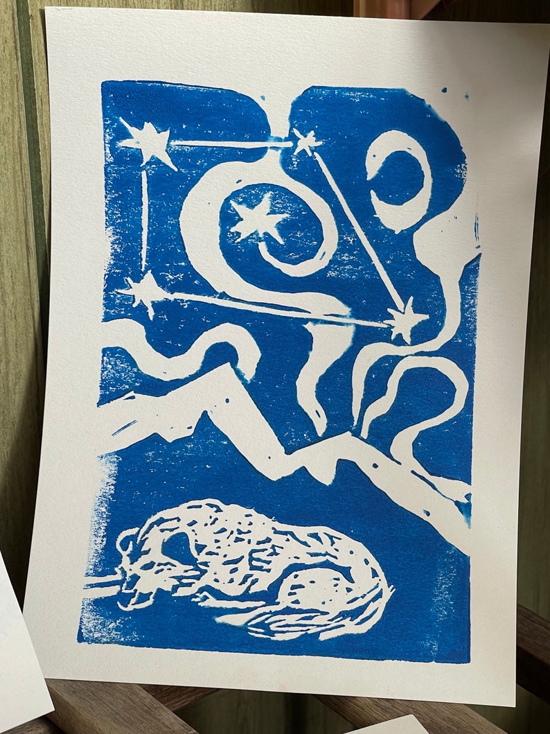 Simple Block Print 3 Pack 5x7 Original Prints Dog, Houseplant ...