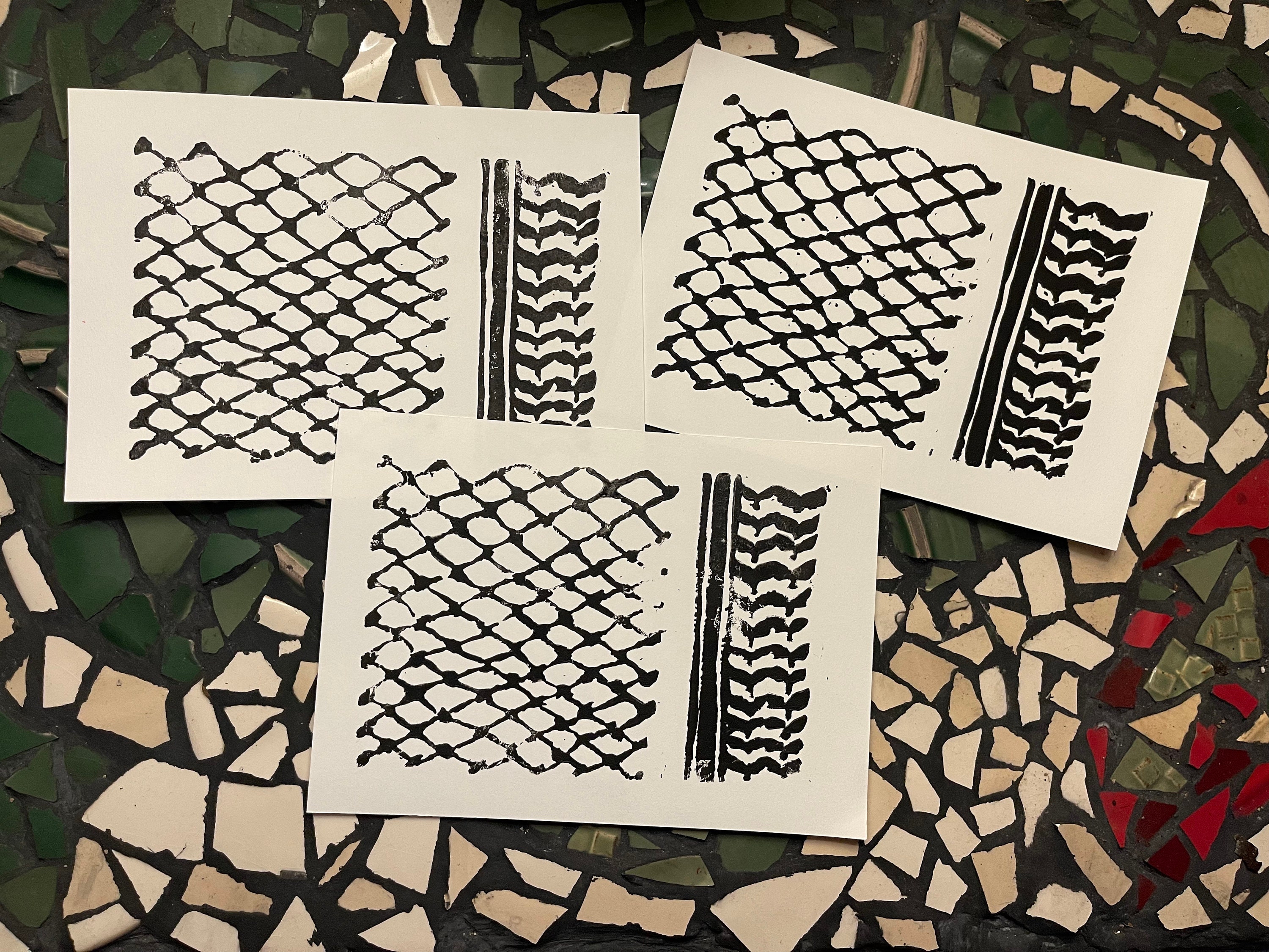 Palestinian Keffiyeh Print - Handmade Block Print 5x7 Unframed - Etsy