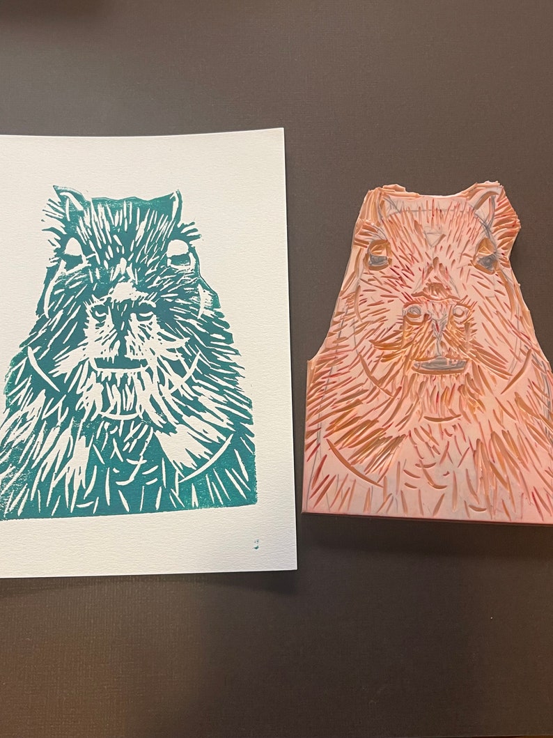 Capybara Print - 5x7 in Unframed Block Print - Etsy