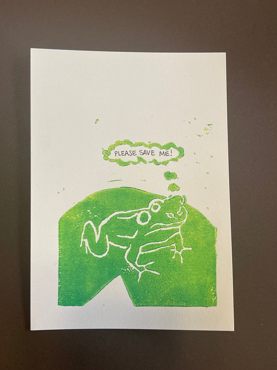 Concerned Frog Print - 5x7 in Unframed Block Print - Etsy