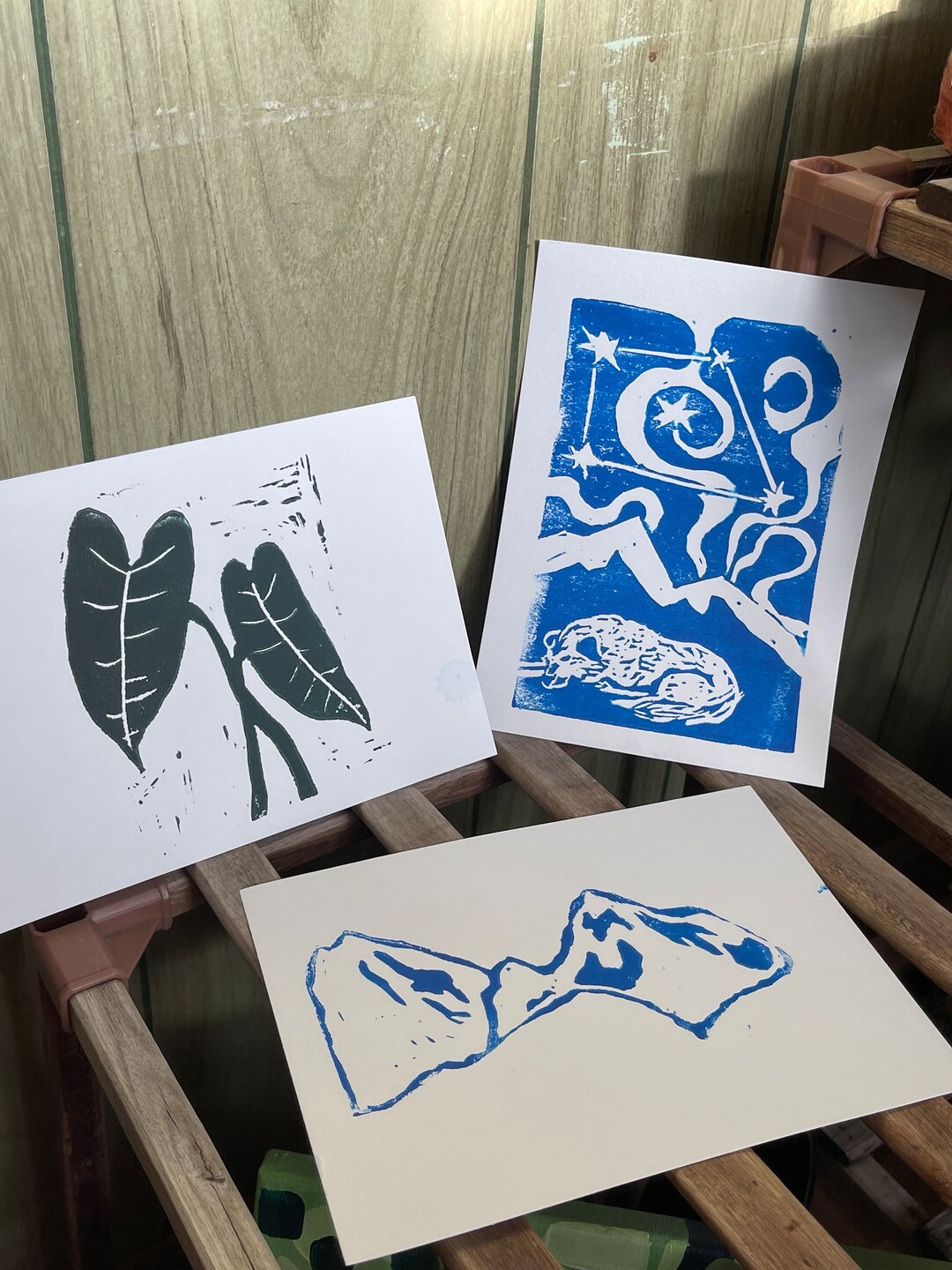 Simple Block Print 3 Pack 5x7 Original Prints Dog, Houseplant ...