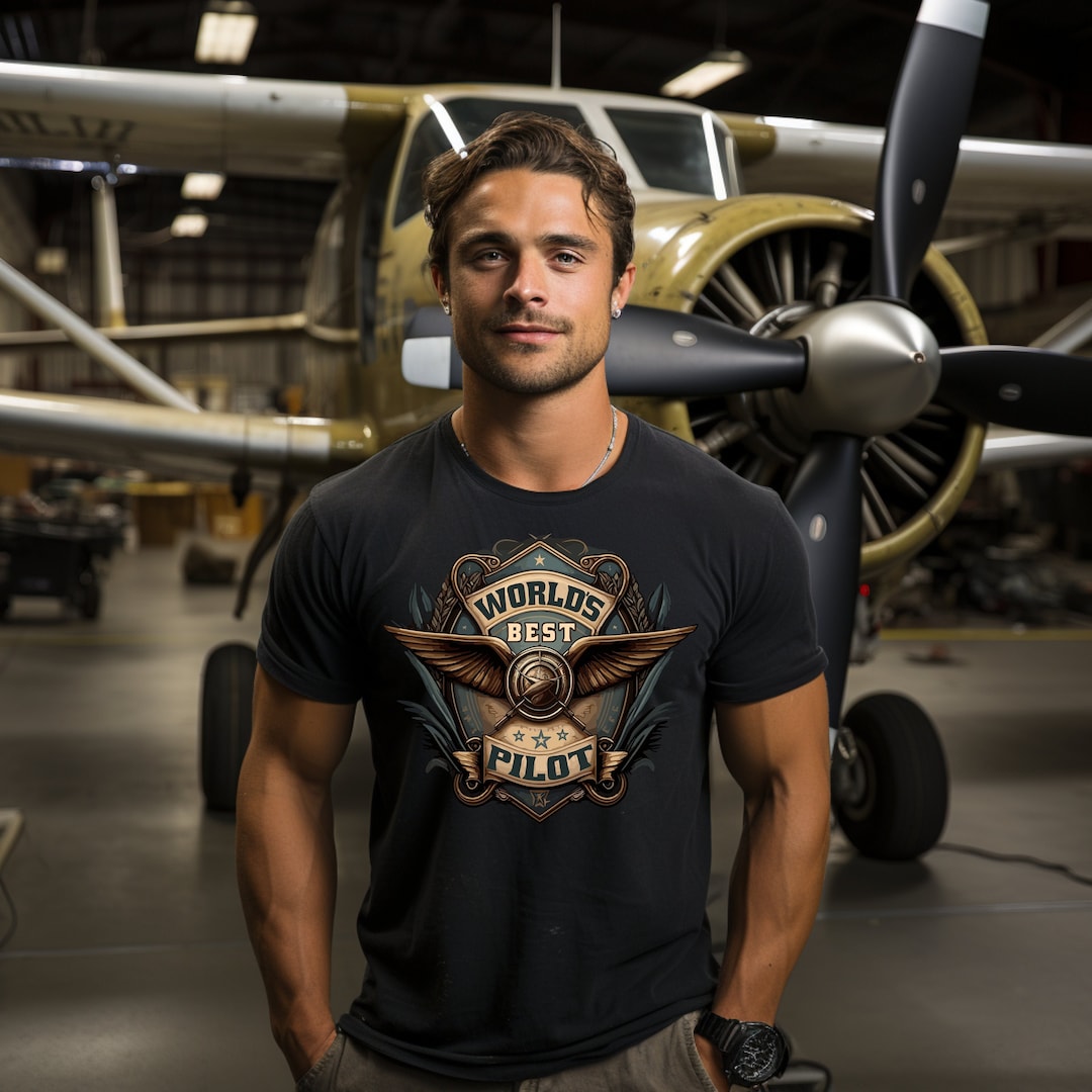 Pilot T-shirt, World's Best Pilot Tee, Aviation Gift, Men's Airplane ...