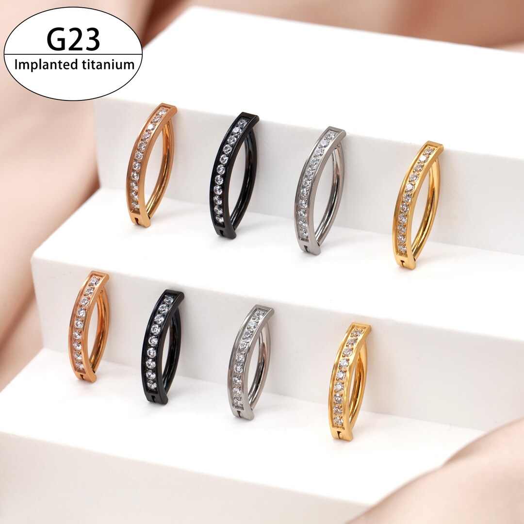 16G/14G G23 Titanium Curved Bar Clicker Belly Button Ring/titanium ...