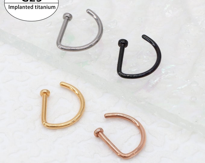 Open D Shape Nose Ring, Flat End Round Nostril Hoop, 20ga or 18ga, 8 or ...