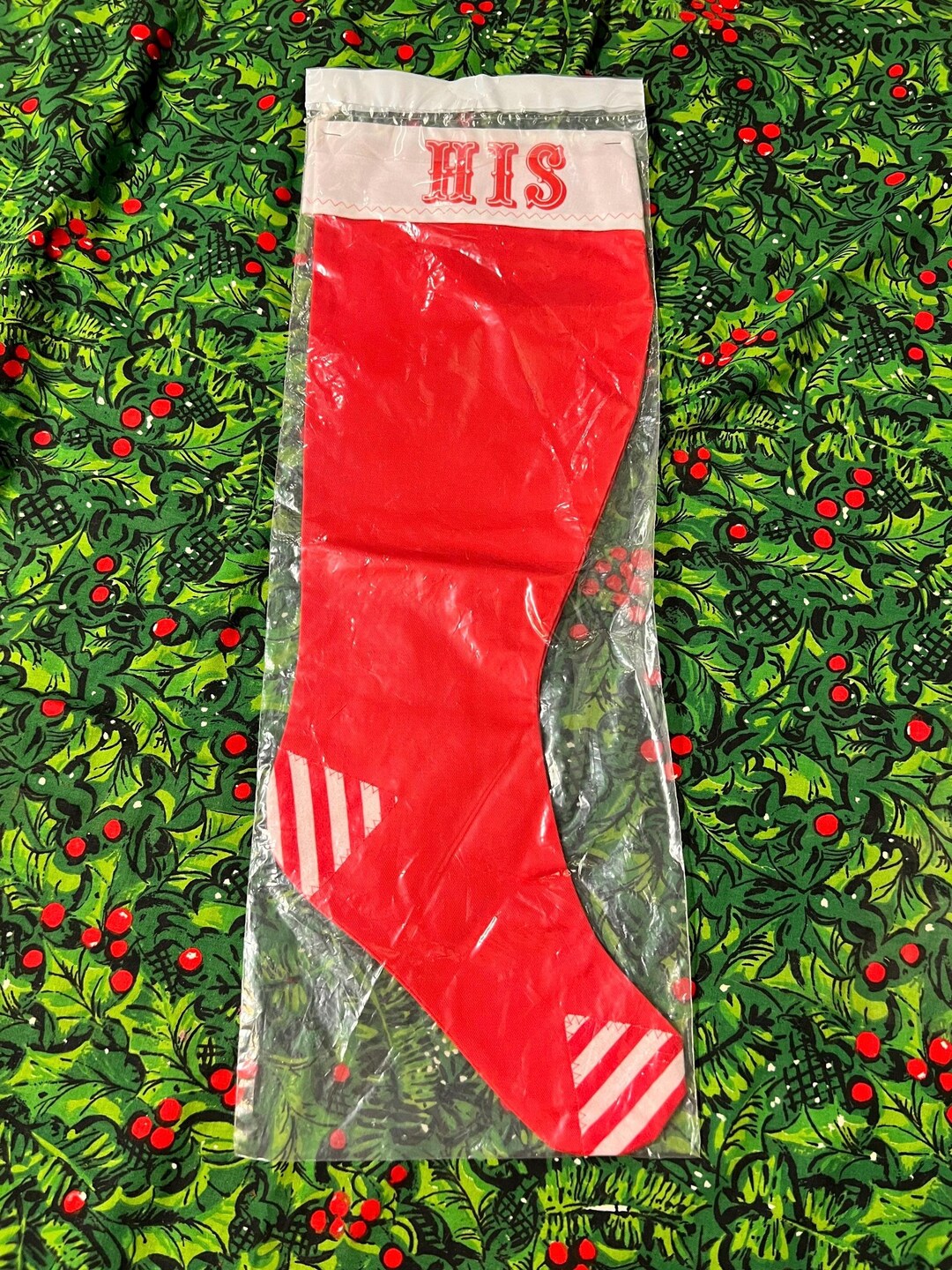 Vintage NOS his Fabric Christmas Stocking in Original Packaging. - Etsy