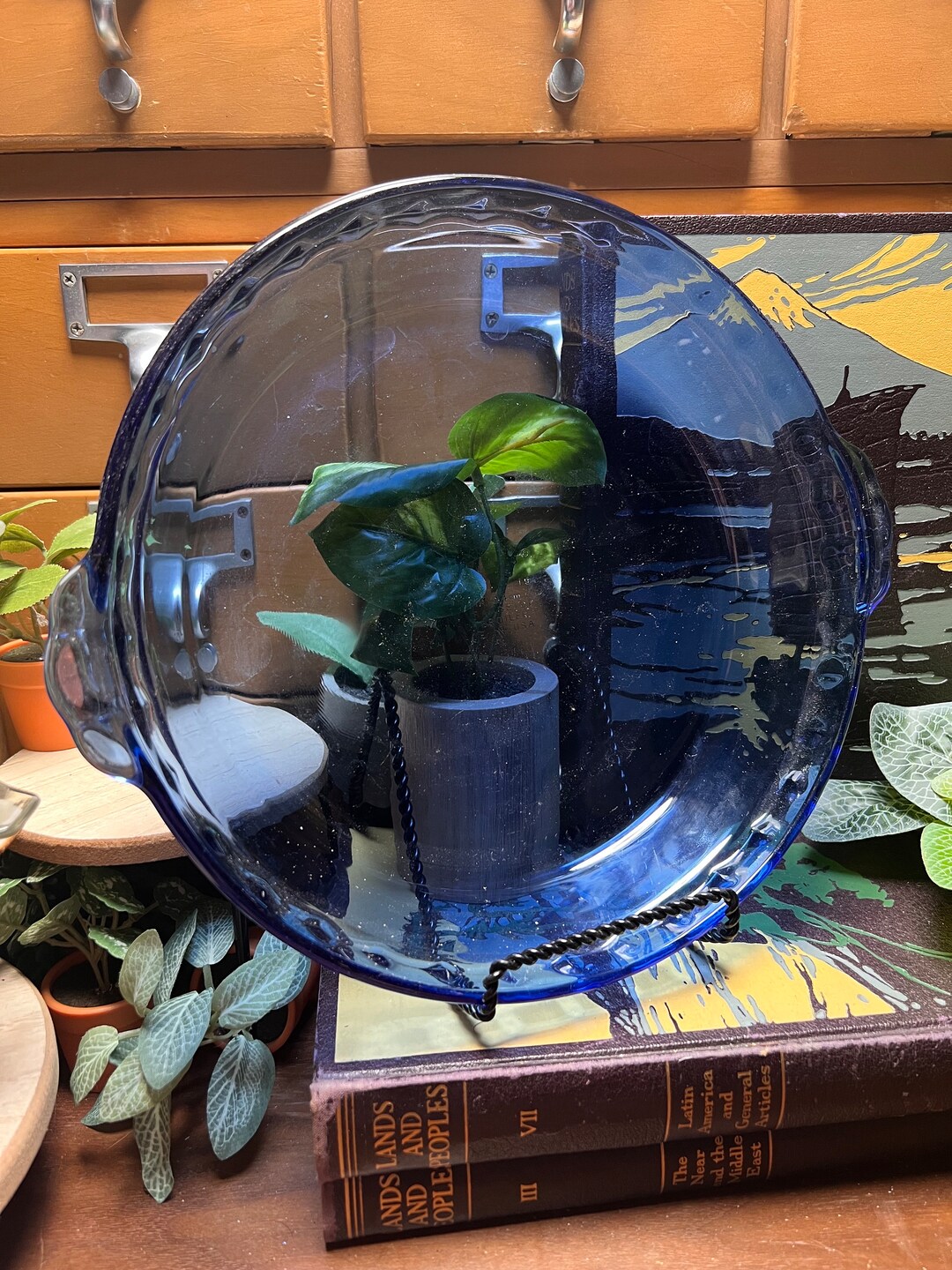 Vintage Cobalt Blue Pyrex Glass Pie Dish With Handles. - Etsy
