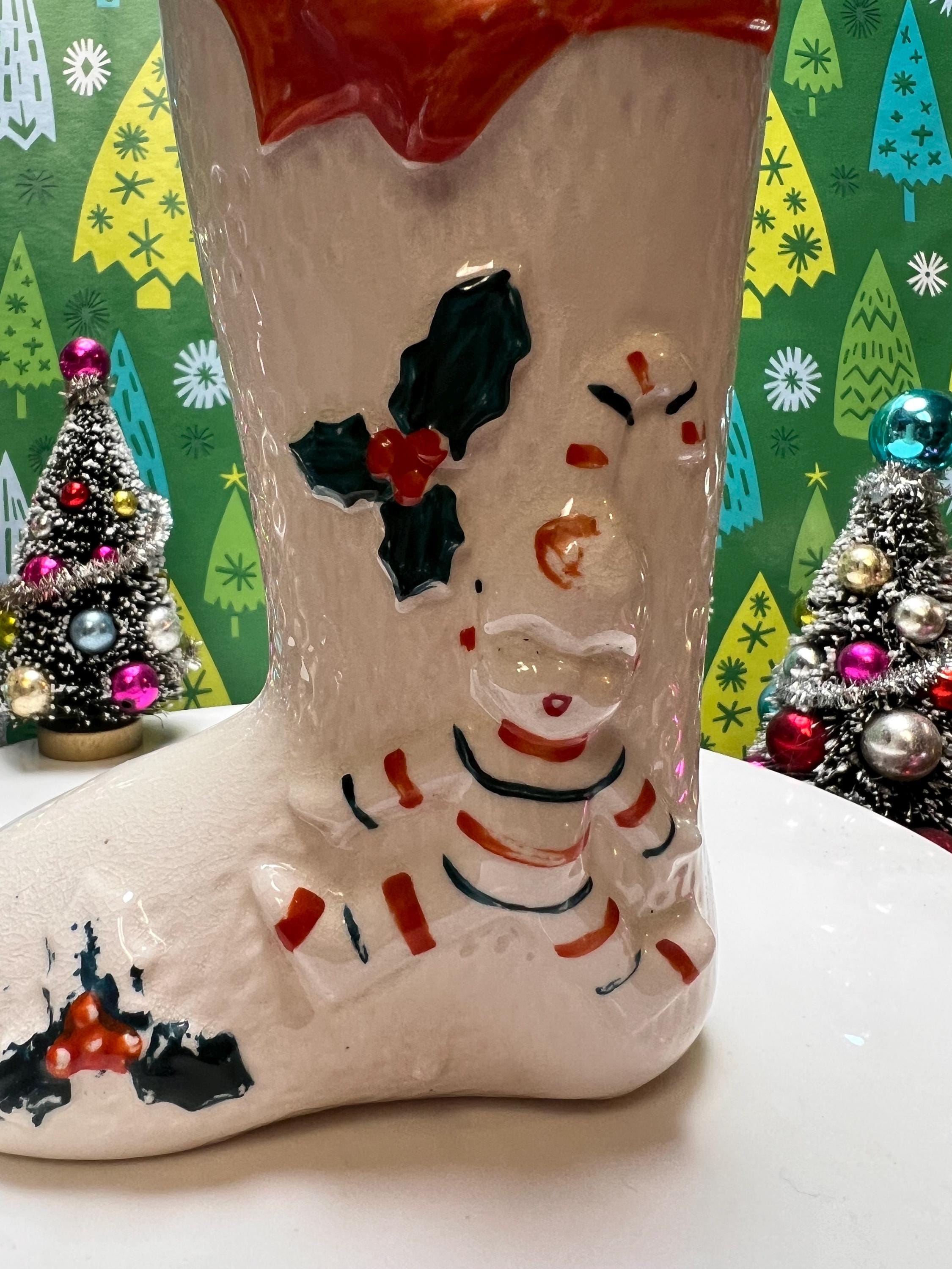 Vintage Lefton Candy Cane Kids Ceramic Christmas Boot Planter - Etsy
