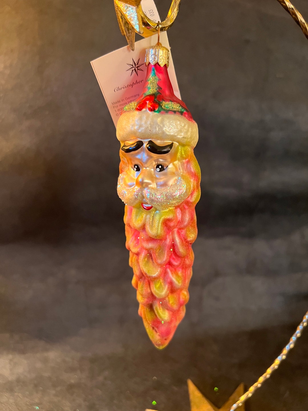 Vintage Christopher Radko “ Munchkin Cone” Blown Glass Pink Santa ...