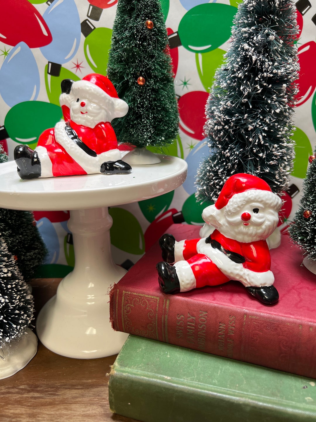 Vintage Christmas Ceramic Santa Figurines, Set of 2 - Etsy