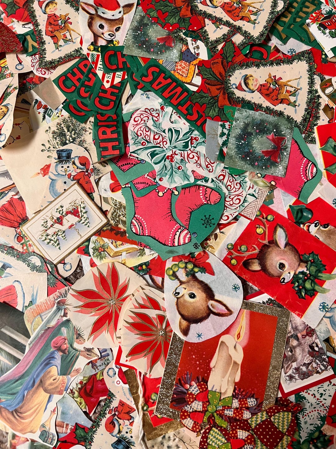 Vintage Christmas Paper Graphic Cutouts, Lot of 300+ Pieces. - Etsy