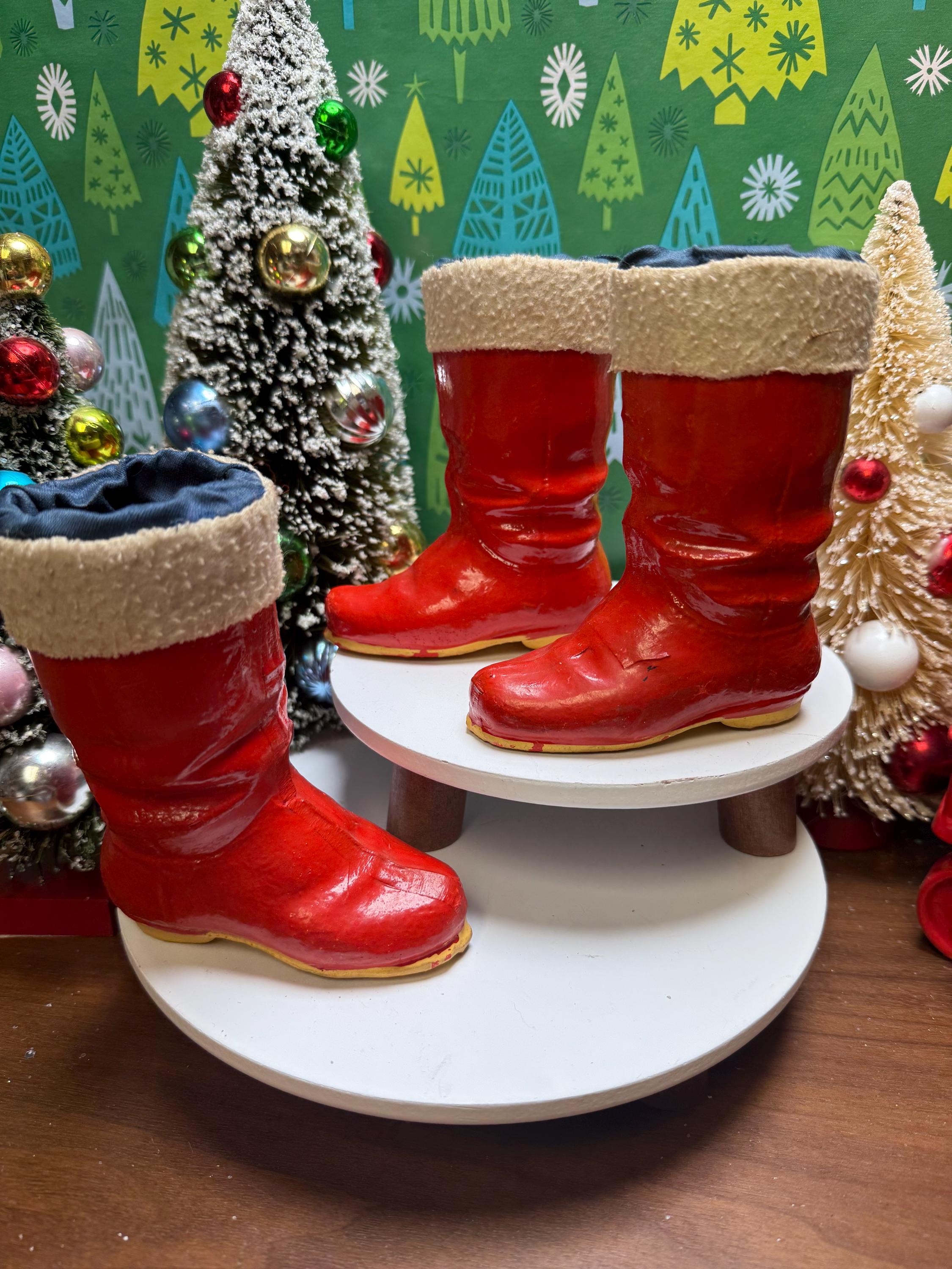 Vintage German Paper Mache Santa Boot Christmas Candy Container With ...