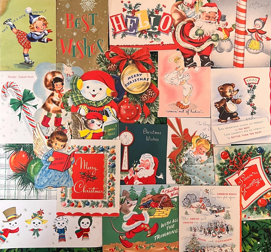 Vintage Christmas Greeting Cards, Lot of 20 - Etsy
