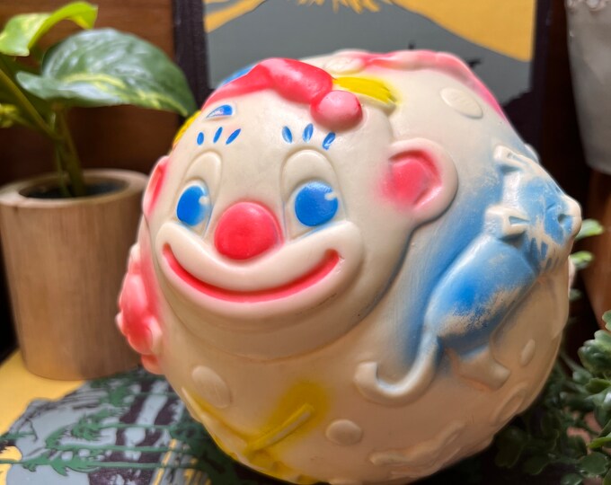 Vintage Rubber Round Clown and Circus Squeaky Ball - Etsy
