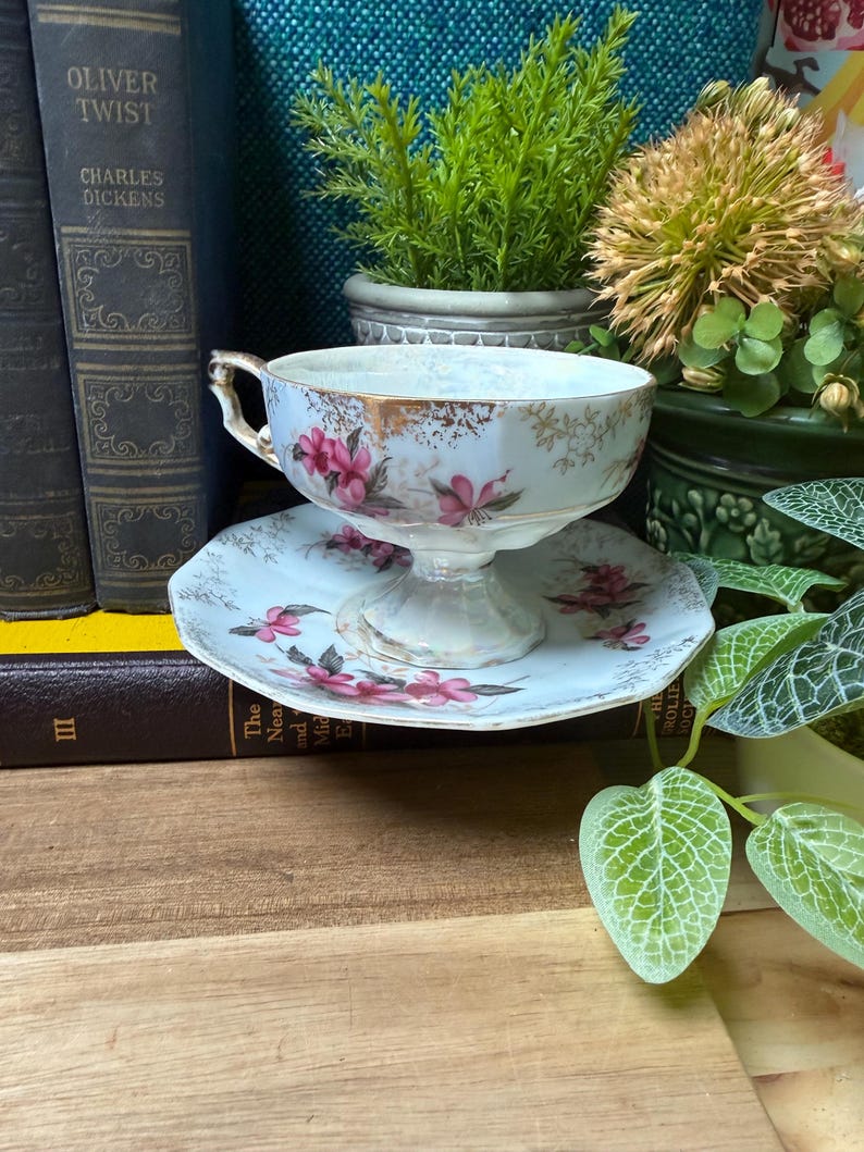 Vintage Bone China Floral Footed Teacup and Saucer. - Etsy