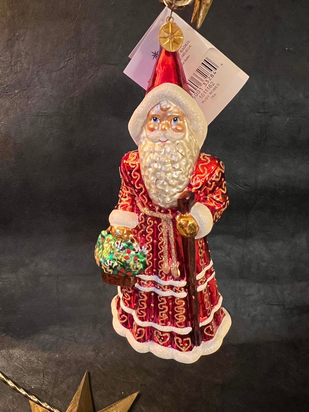 Christopher Radko “ Ruby Robes” Blown Glass Santa Ornament, 1011162, W ...