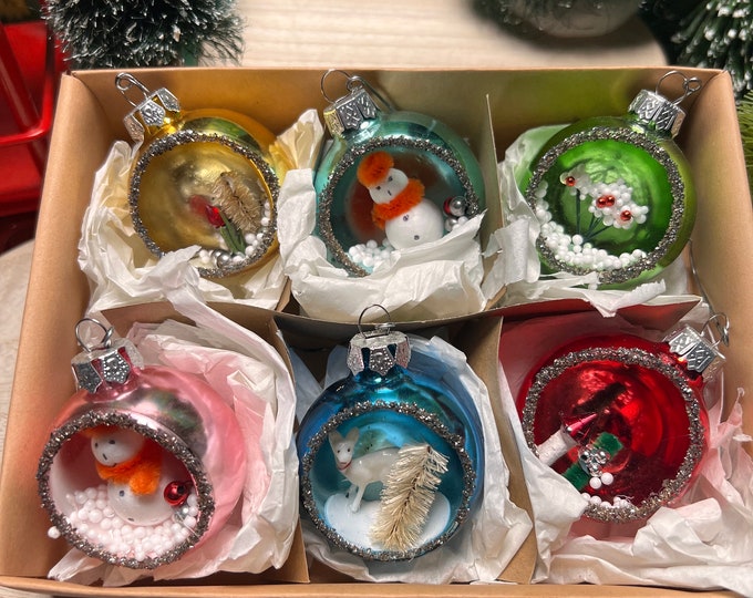 Vintage Inspired Christmas Scenes, Blown Glass Diorama Christmas ...