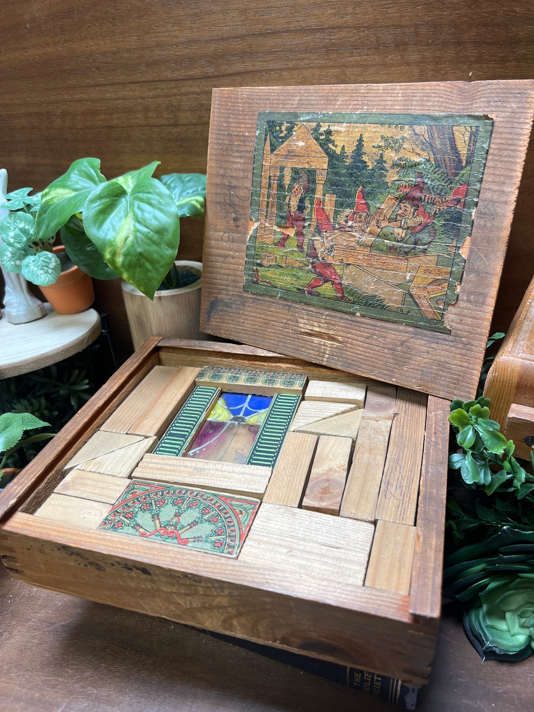Vintage Architectural Wooden Building Blocks and Storage Box - Etsy