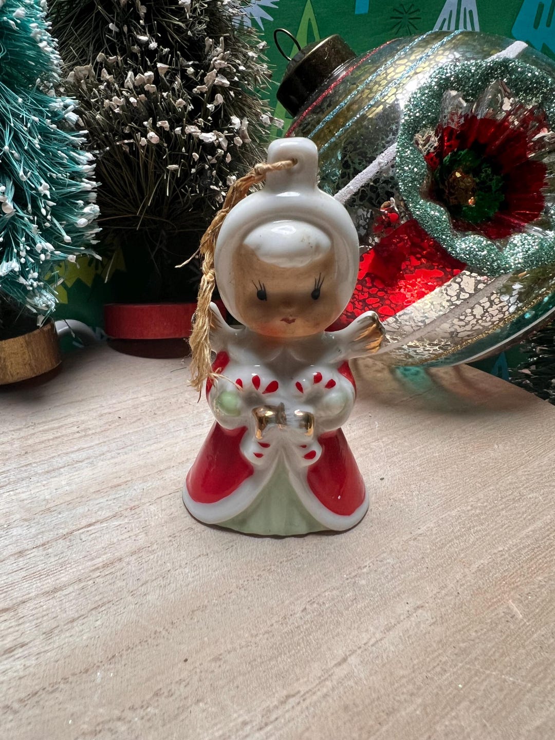 Vintage Enesco Ceramic Christmas Angel Bell Ornament. - Etsy