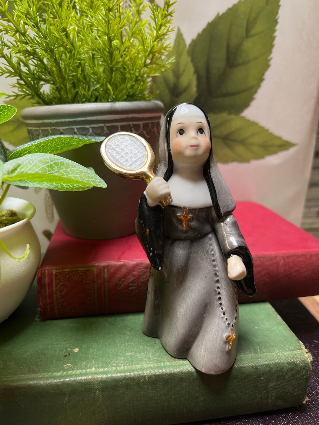 Vintage Ceramic Nun Playing Tennis Figurine - Etsy