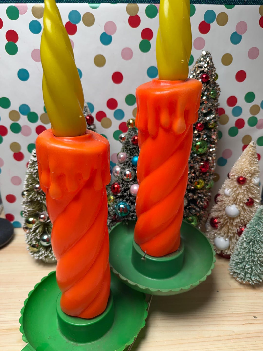 Vintage Christmas Blowmold Candles, Set of 2 Blow Mold Candles With ...