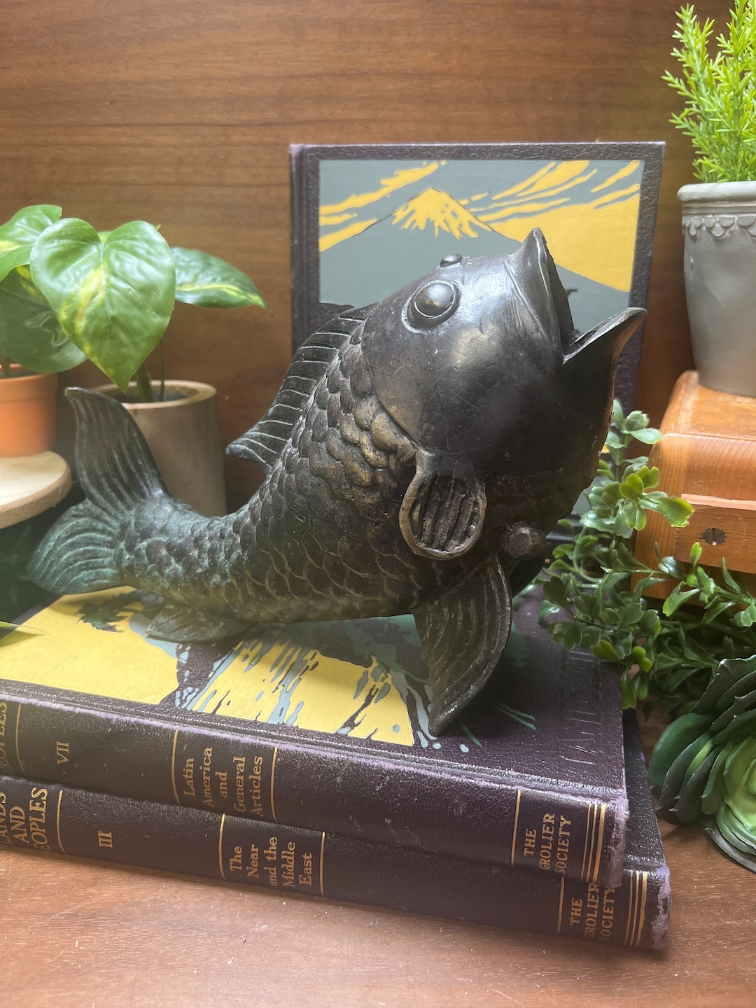 Vintage Bronze Koi Goldfish Statue With Open Mouth. - Etsy