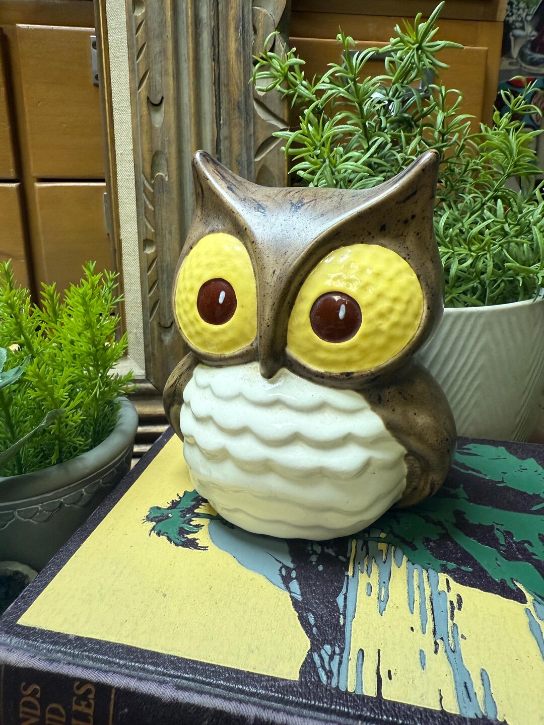 Vintage Ceramic Owl Music Box, Fly Me to the Moon. - Etsy