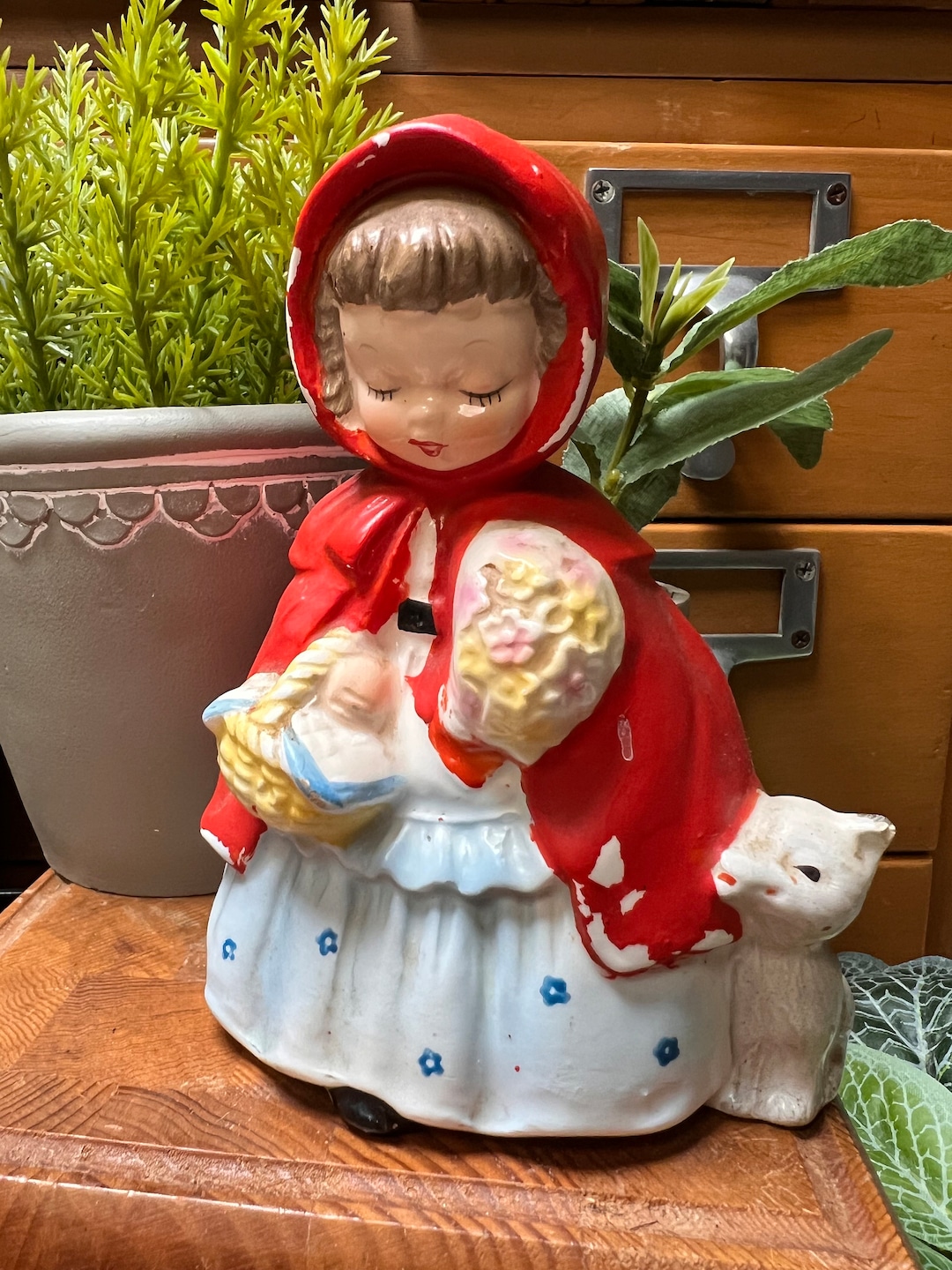 Vintage Napco Figural Little Red Riding Hood Ceramic Planter. - Etsy