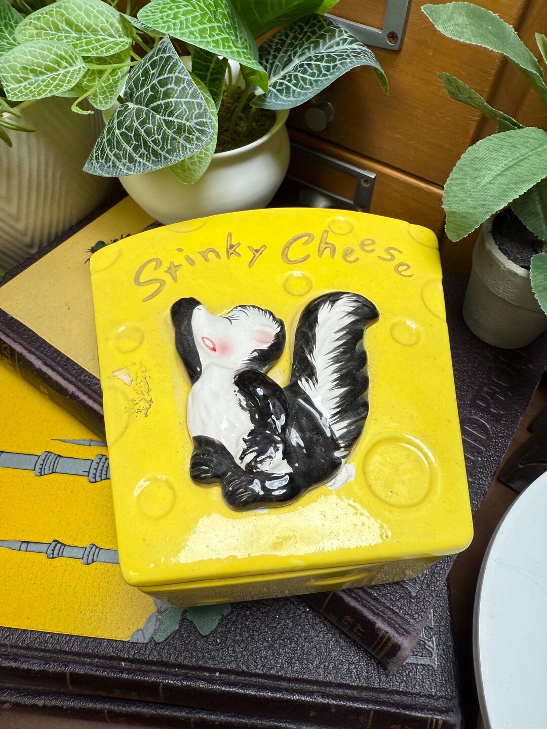Vintage “our Own Import” Stinky Cheese With Skunk Ceramic Cheese Box ...