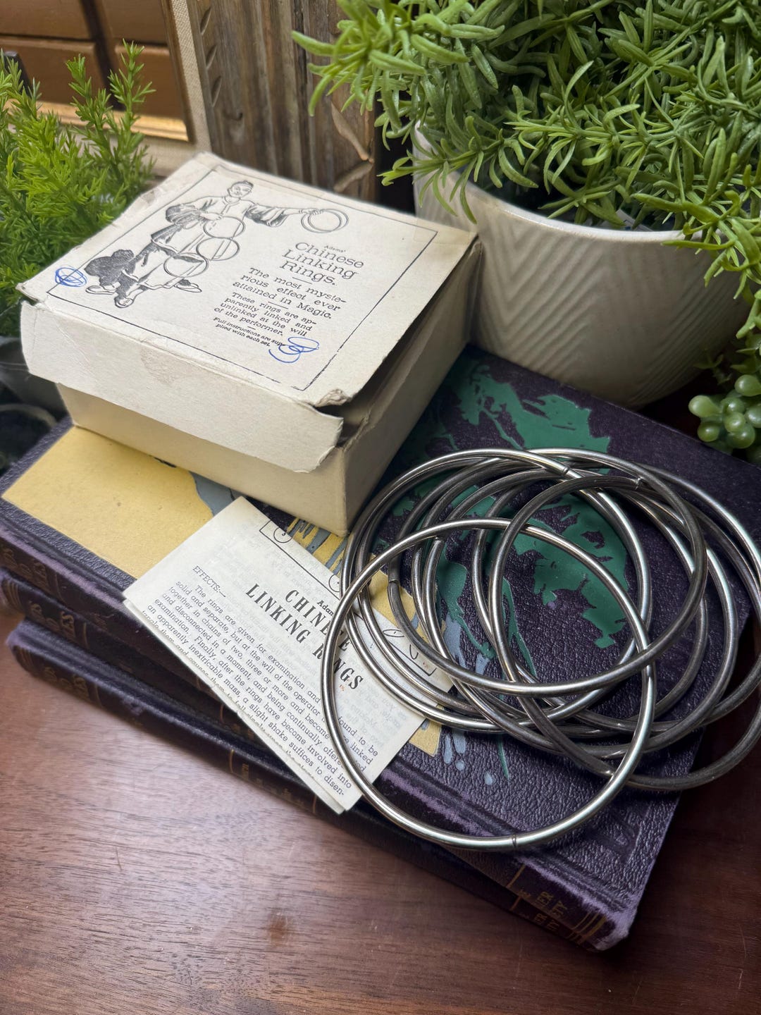 Vintage Adams’ Chinese Linking Rings Magic Trick With Box and ...