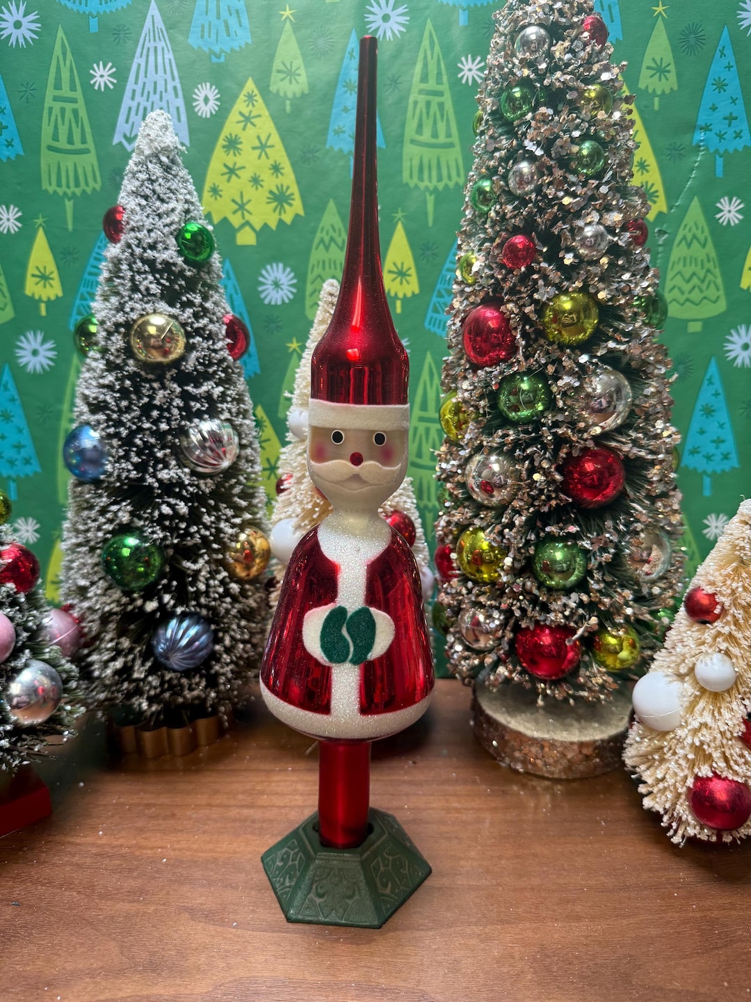 Vintage Santa Blown Glass Christmas Tree Topper - Etsy