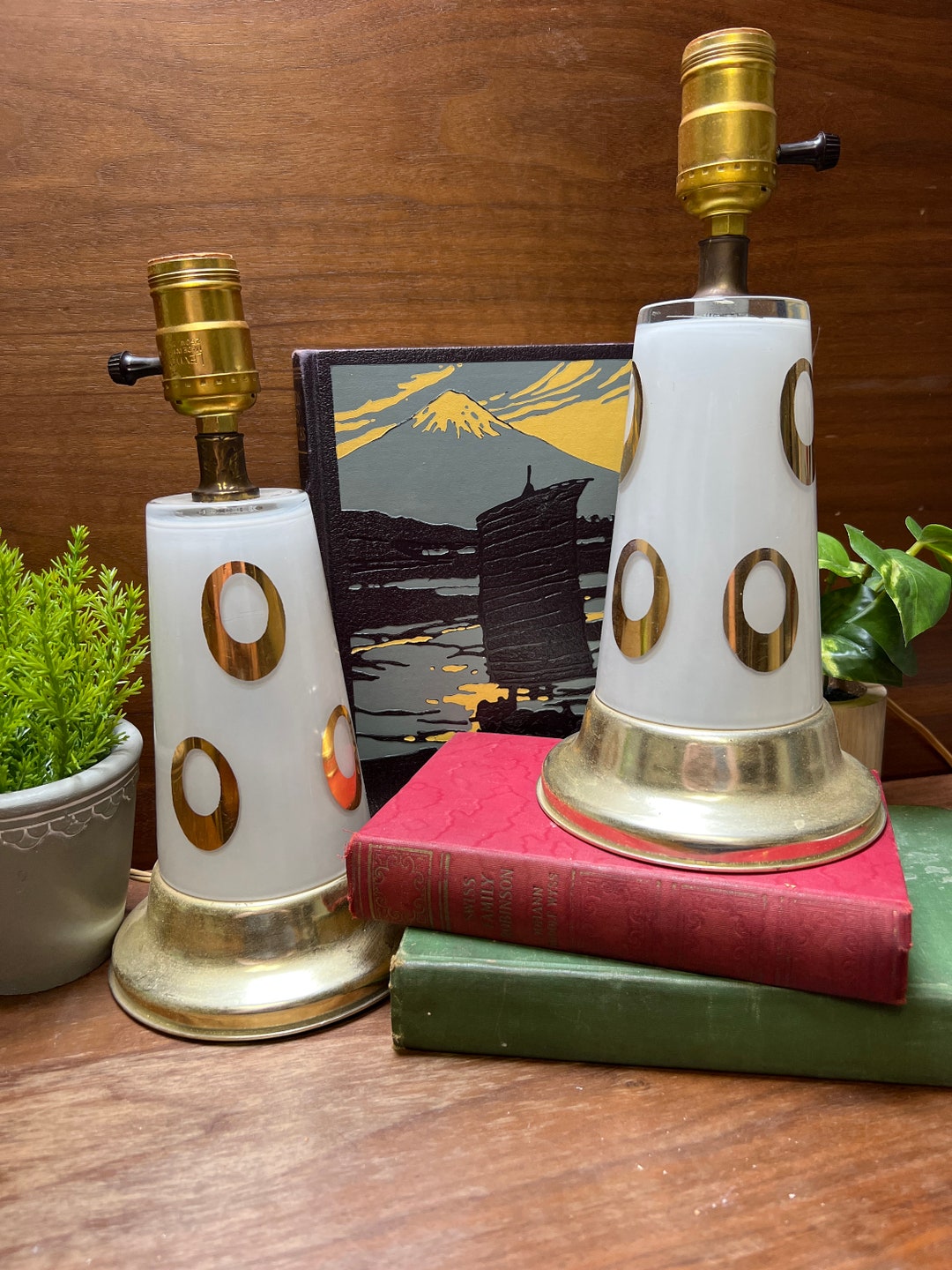 Vintage Glass Retro Mod Lamps, Set of 2 - Etsy