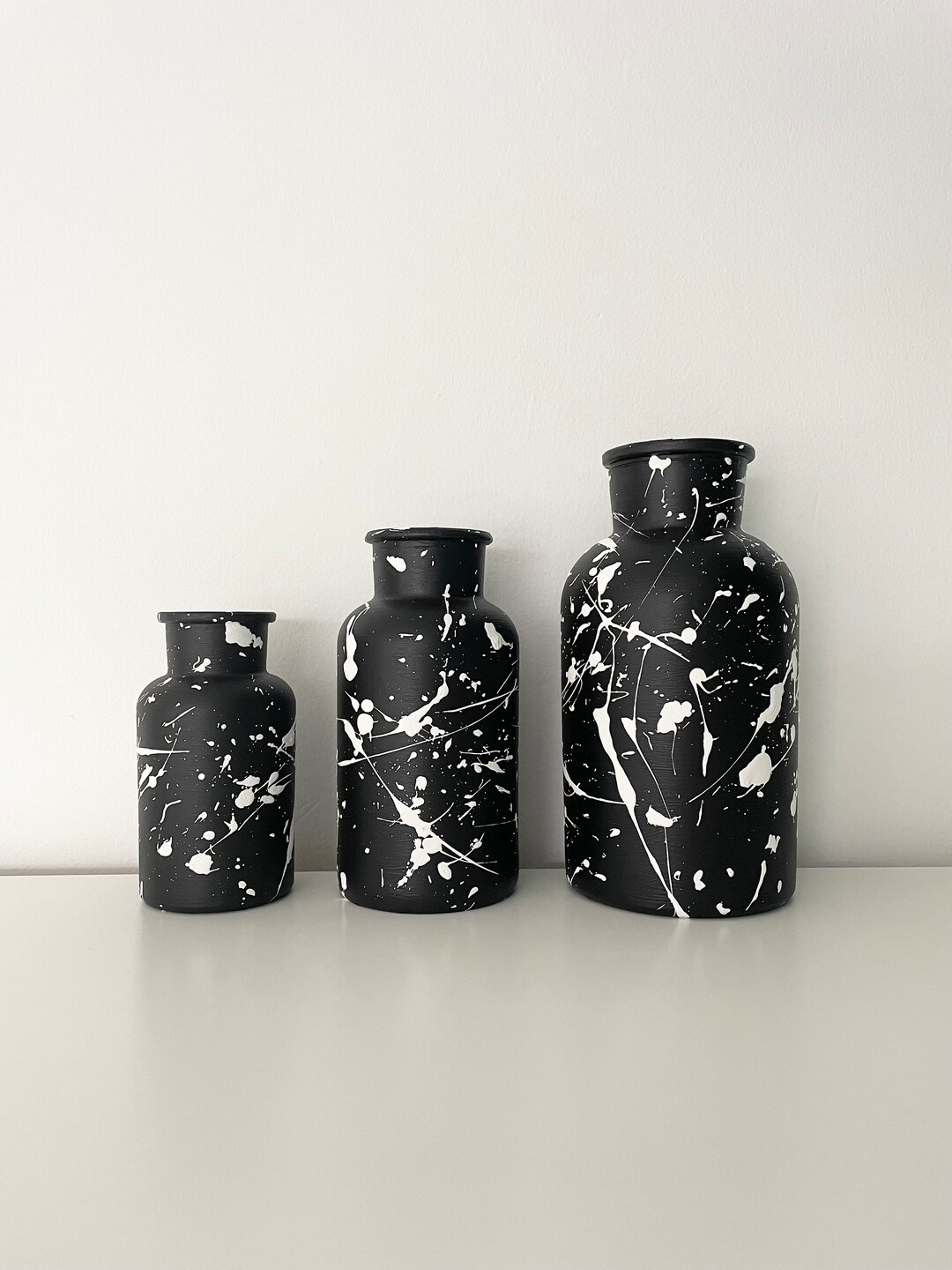 Hand Painted Splat Vase: Black and White Modern Home Decor - Etsy