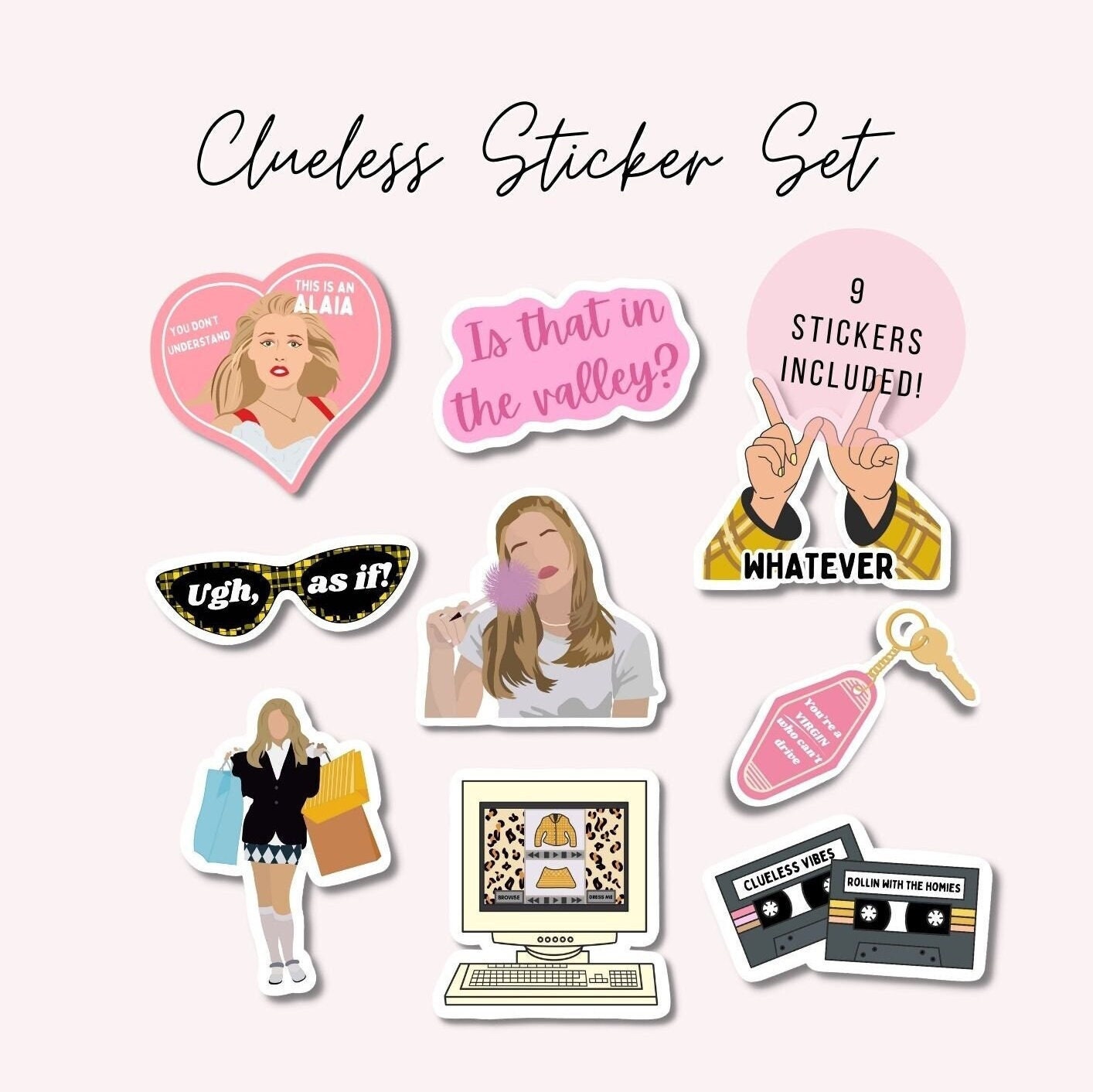 Clueless Individual or 9 Piece Sticker Set Cher Horowitz - Etsy Canada