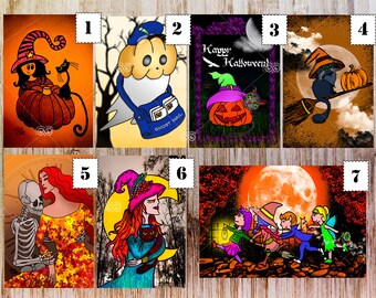Happy Halloween /4 Postcards Digital Print - Etsy