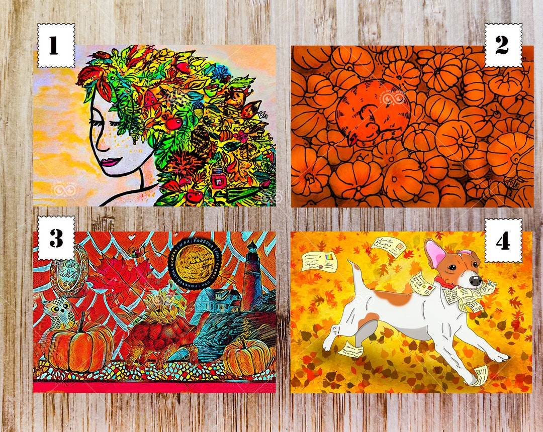 Fall Themed Postcards - Etsy