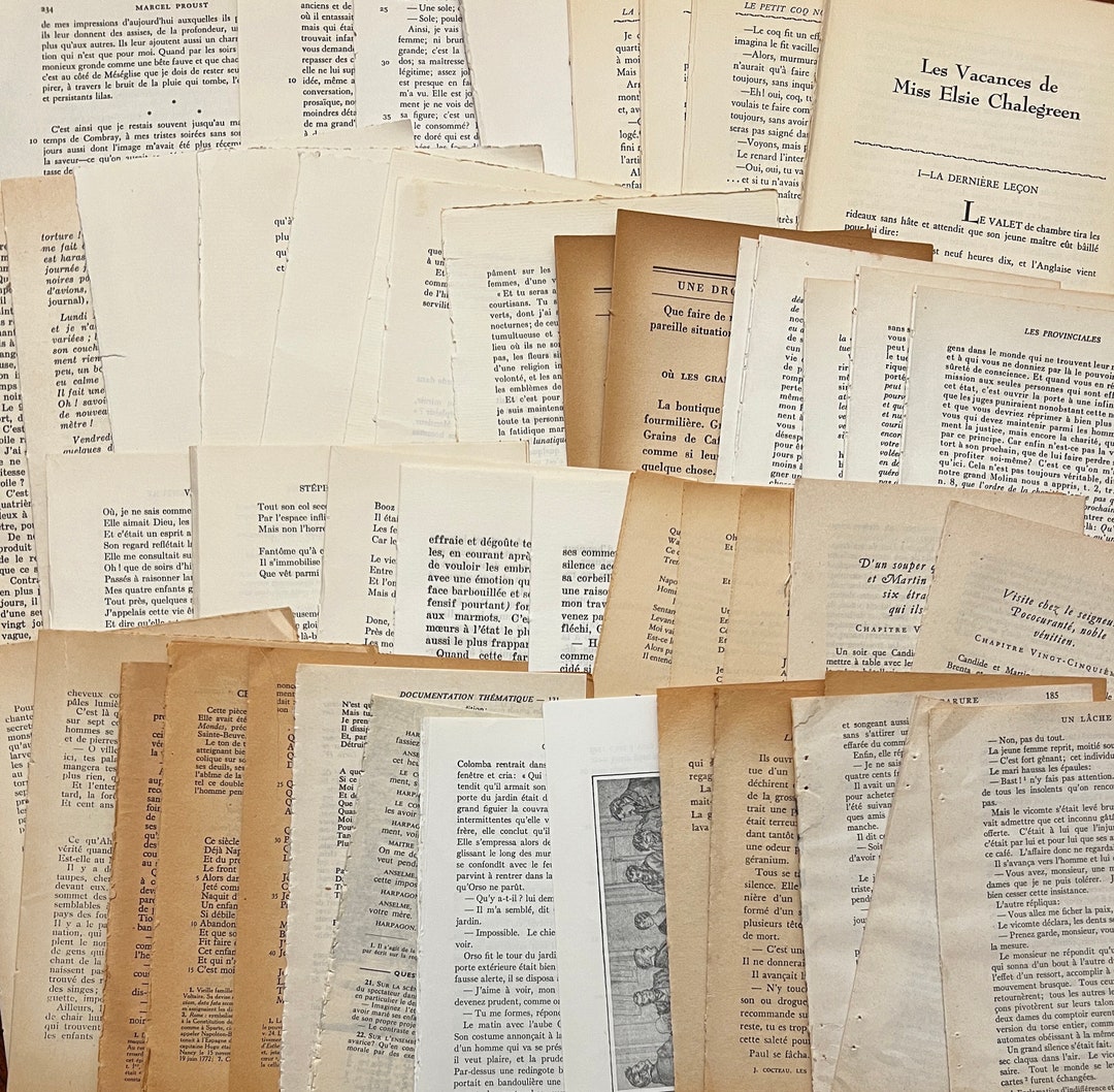 80 Vintage, Neutral, Light and Dark, French, Book Pages - Etsy
