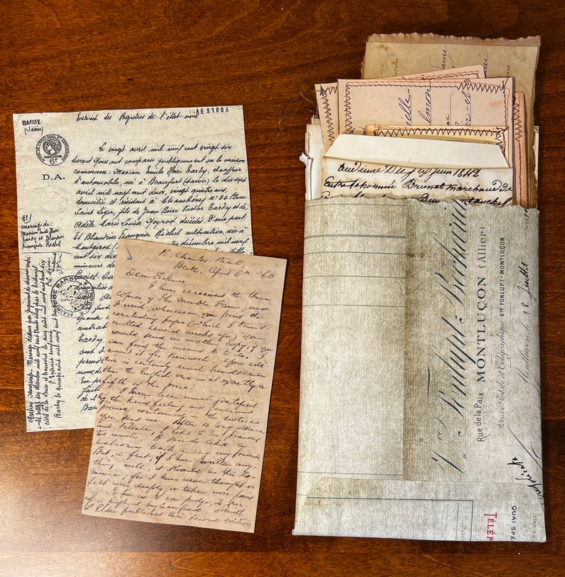 Altered Antique Book French Documents & Letters Junk Journal Ephemera ...