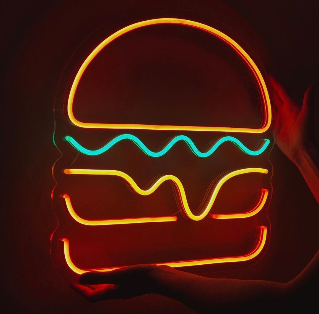 Burger LED Neon Sign Hamburger Neon Sign Food Led Light - Etsy