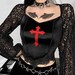 Cross Pattern Crop Top & Lace Long Sleeve Punk Top Grunge - Etsy