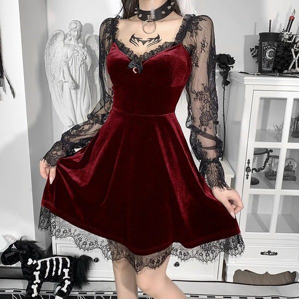 Gothic Velvet Dress - Etsy