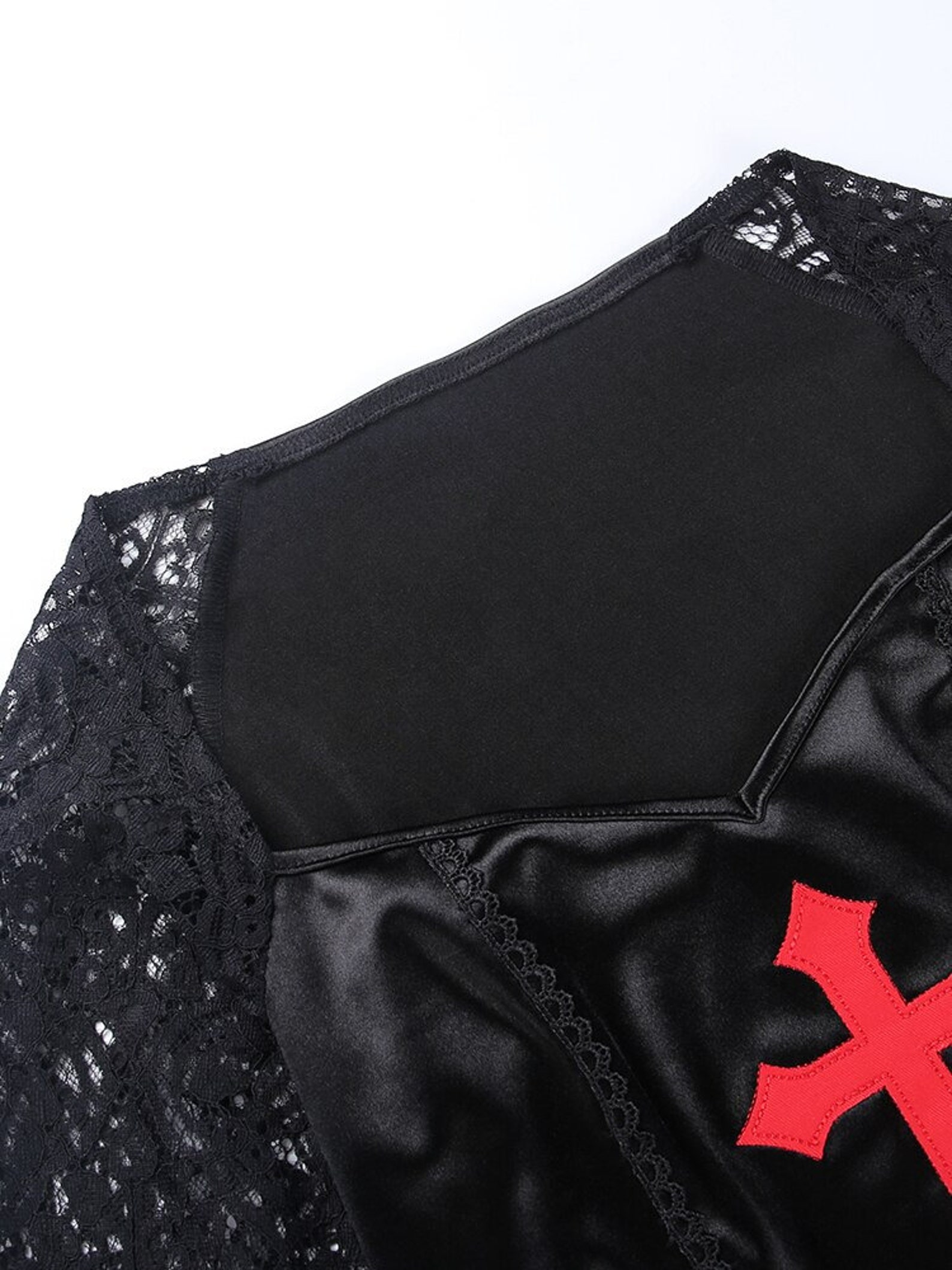 Cross Pattern Crop Top & Lace Long Sleeve Punk Top Grunge - Etsy