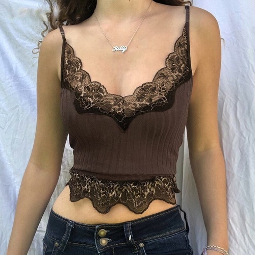 Grunge Fairycore Lace Crop Top Cottagecore Aesthetic Women Etsy