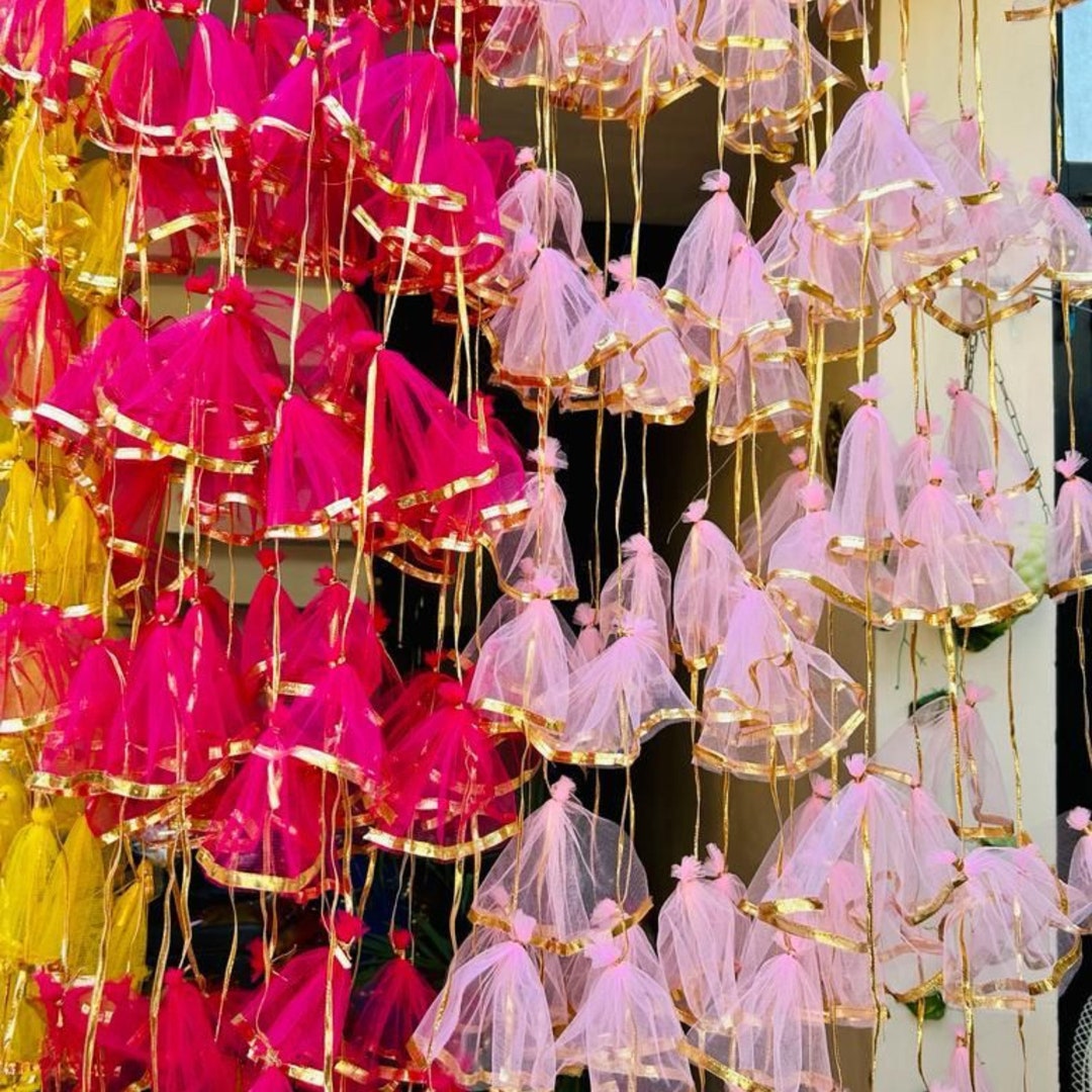 Wedding / Mehndi Backdrop Net Hangings Decorative Garlands for Wedding ...