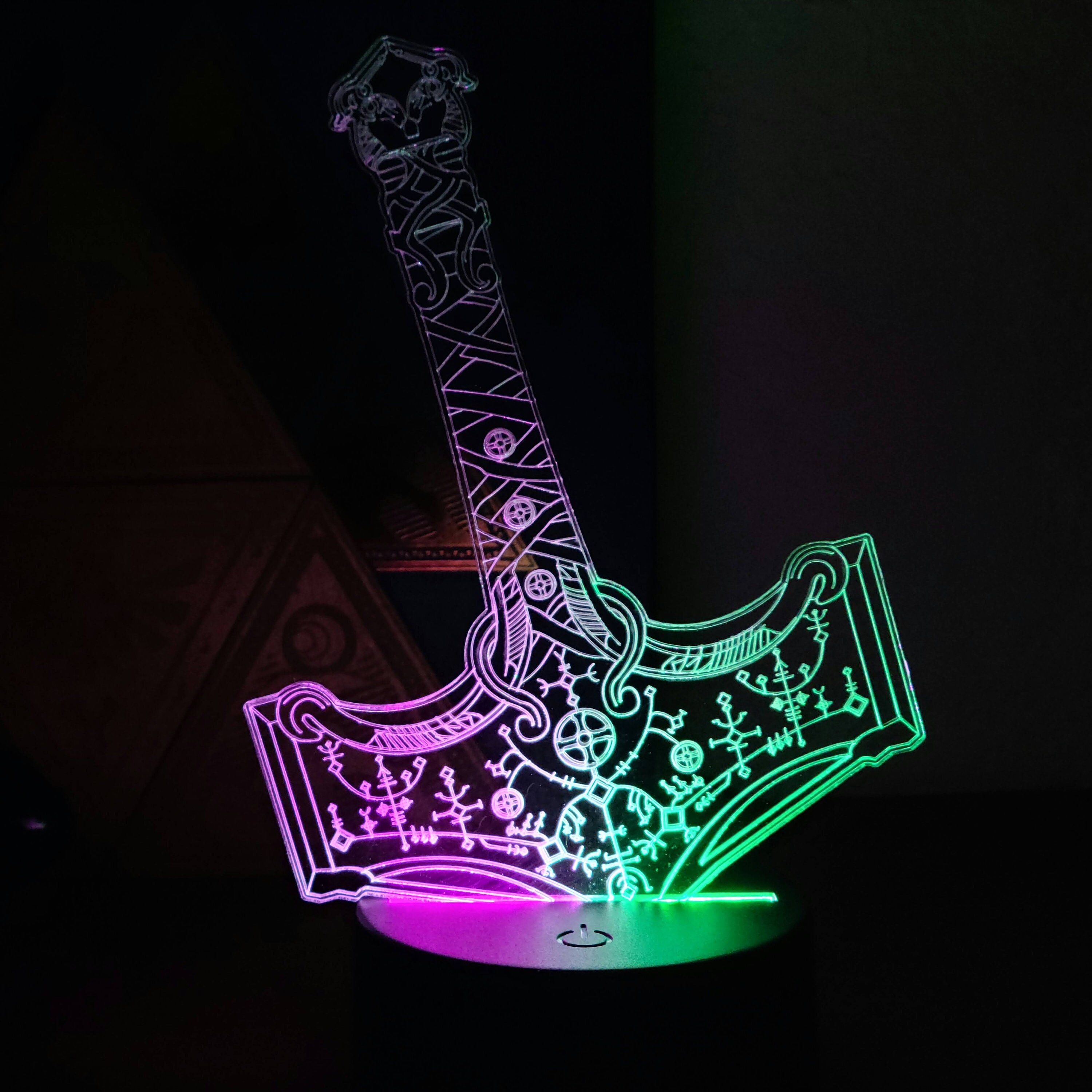 God of War Thor Mjolnir Hammer Inspired LED Light Change to Different ...
