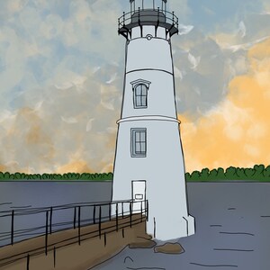 Lighthouse Print Line Art Print Colour Print Lighthouse Sea Print on ...